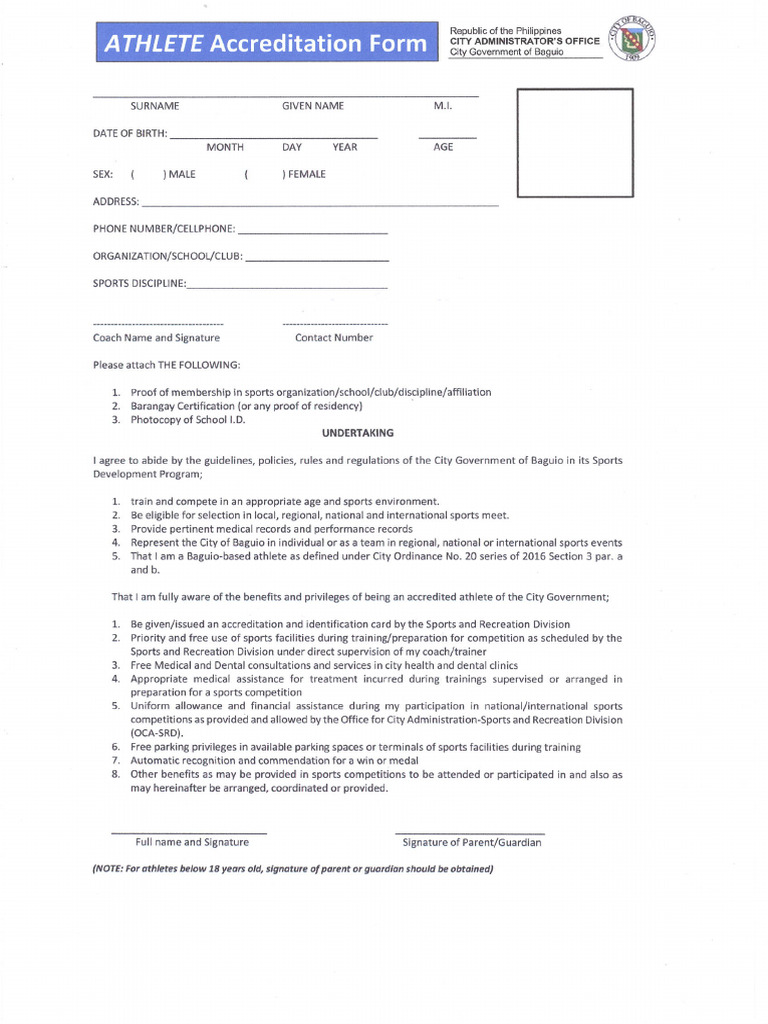 Scan - Athlete Accreditation Form | PDF