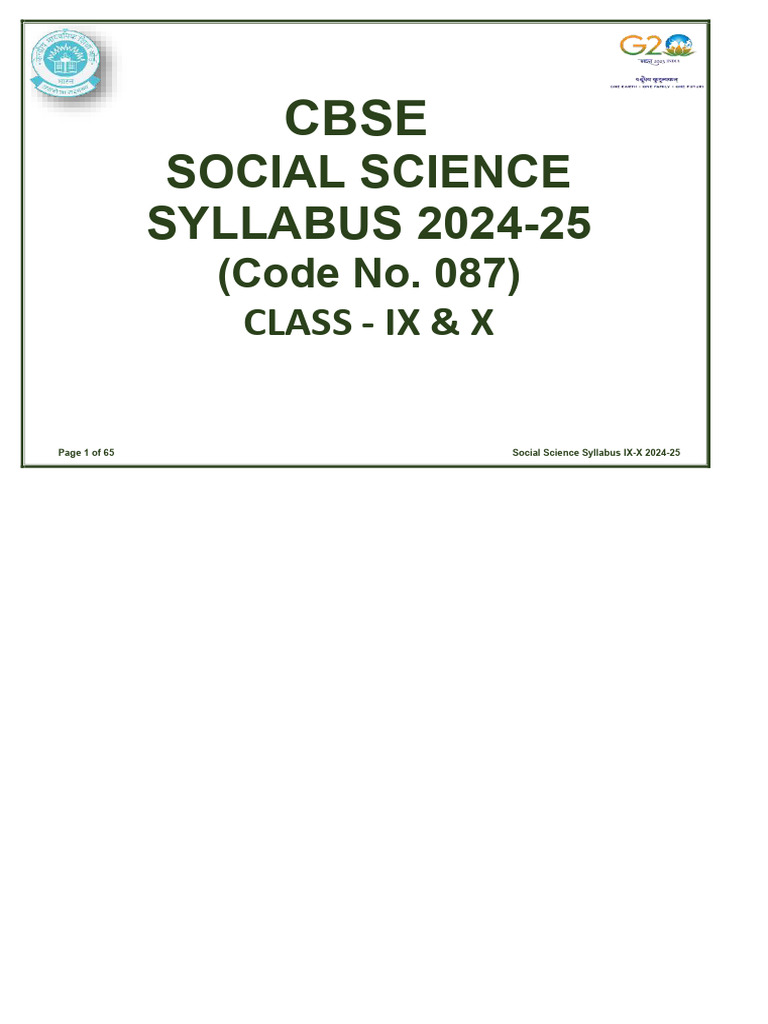CBSE Class 10 Social Science Syllabus 2024-25 | PDF | Social Sciences ...
