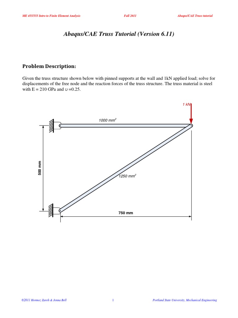 Truss Tutorial 611 Pdf Truss Finite Element Method