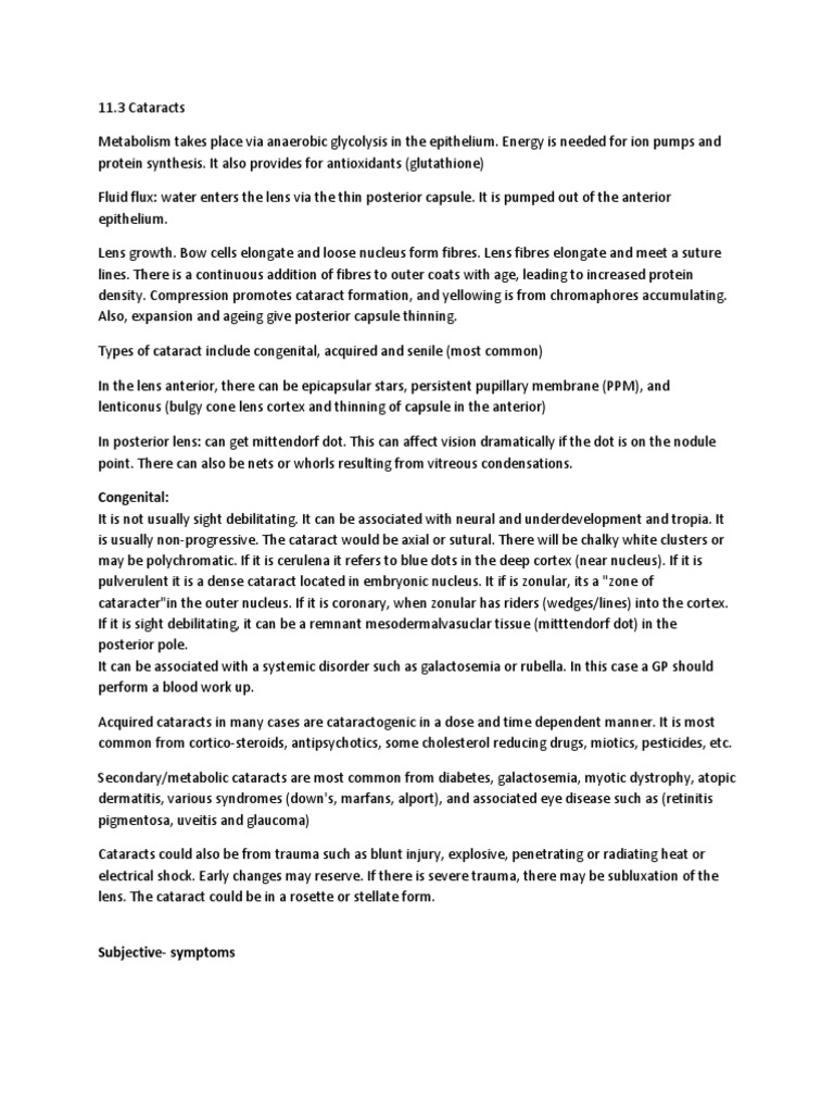 Cataract Notes | PDF | Cataract | Light