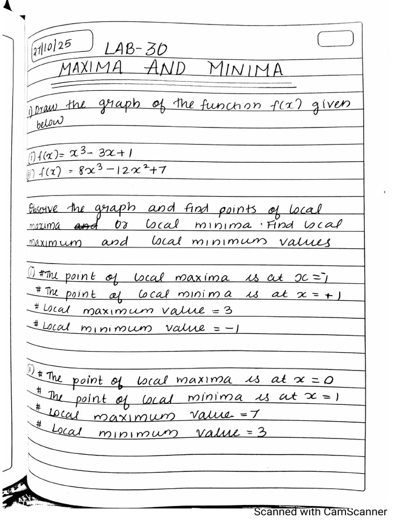 Lab30 Maxima and Minima | PDF