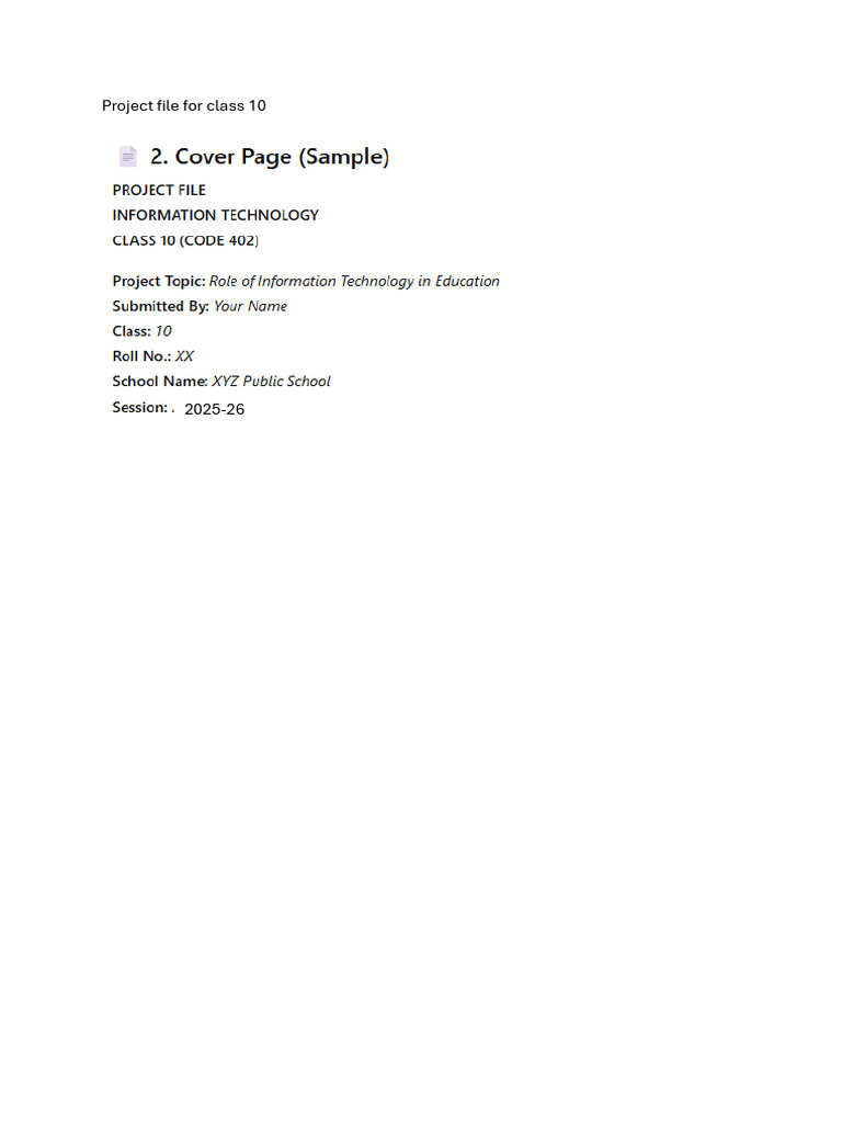 Class 10 Project File 2025-26 | PDF