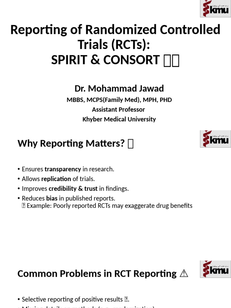 Reporting of Rcts (Spiritconsort) | PDF | Randomized Controlled Trial ...