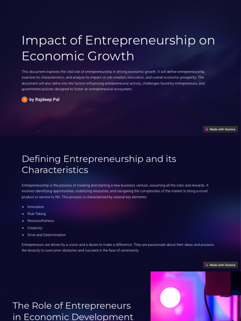 Entrepreneurship's Role in Economic Growth | PDF | Entrepreneurship ...