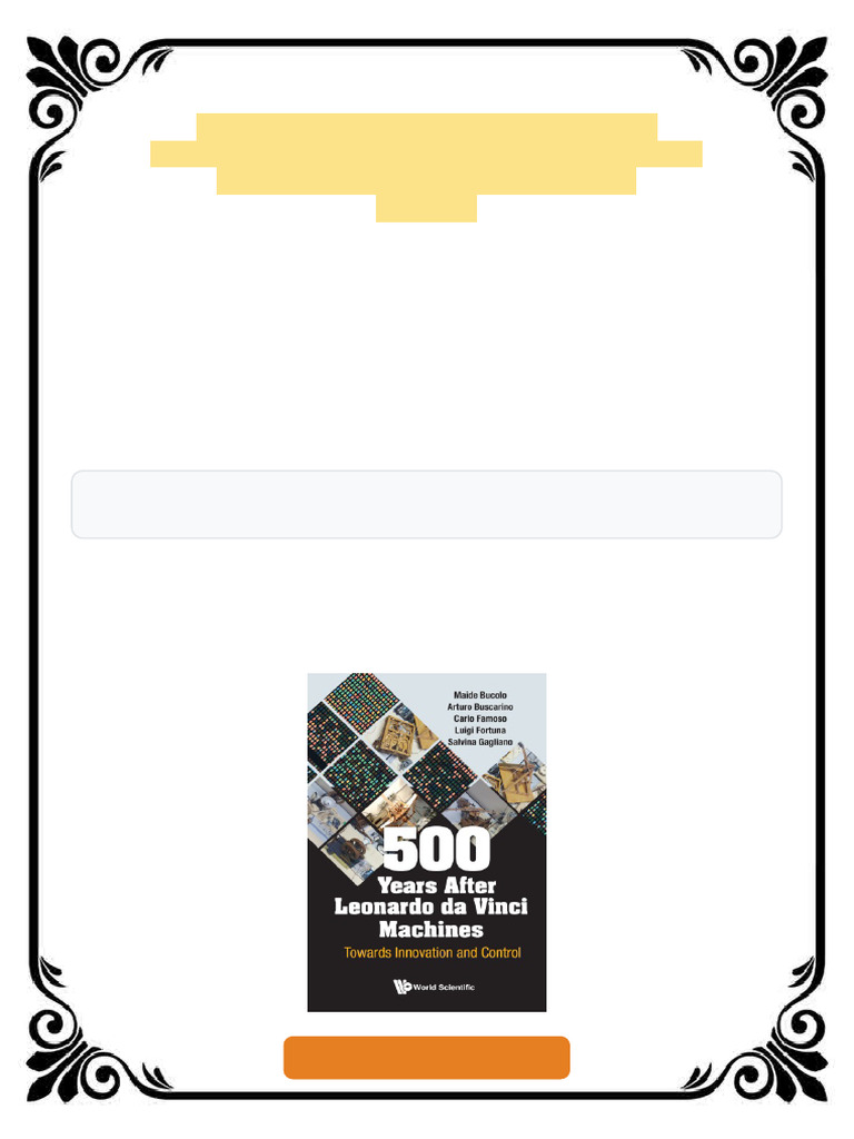 500 Years After Leonardo Da Vinci Machines Towards Innovation And ...