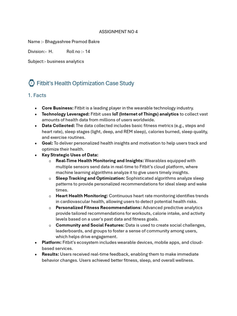 Ba Assignment No 4 Update | PDF | Internet Of Things | Wearable Technology