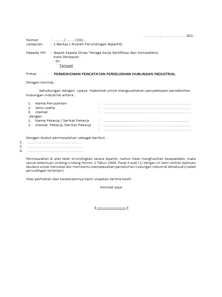 Pencatatan Perselisihan Hubungan Industrial | PDF