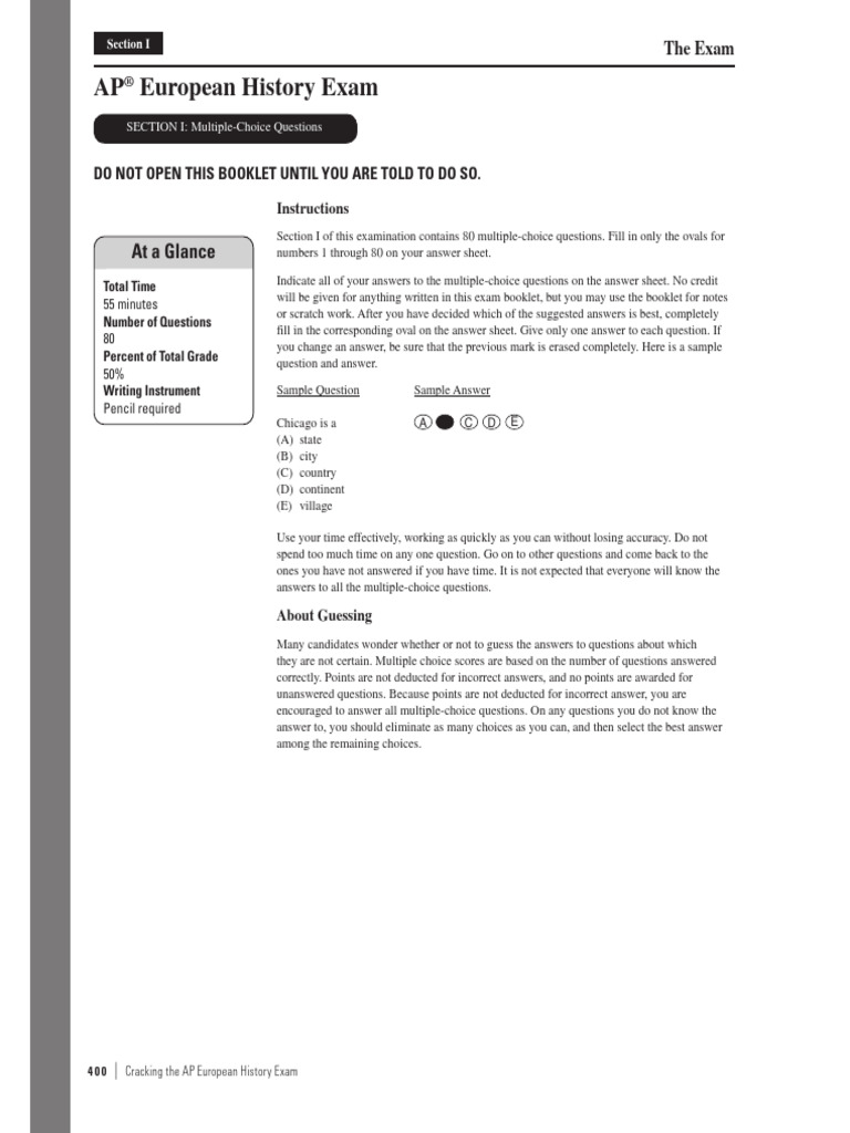 AP European History Exam: Multiple Choice Guide | PDF | Multiple Choice