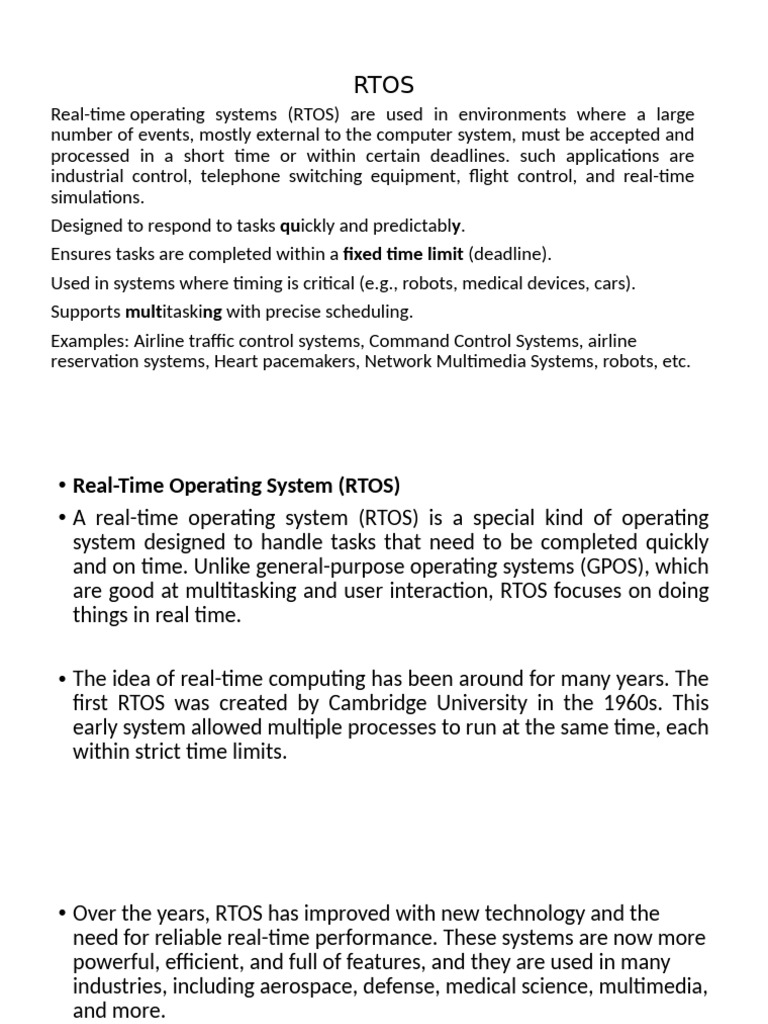 rtos | PDF | Kernel (Operating System) | Operating System