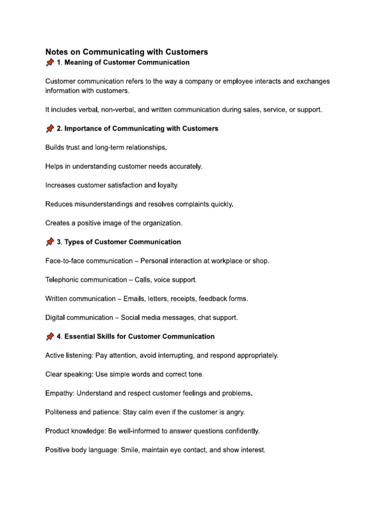 Notes on Communicating With Customers | PDF