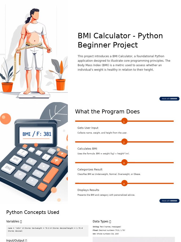 BMI Calculator Python Beginner Project | PDF | Body Mass Index | Human Body Weight