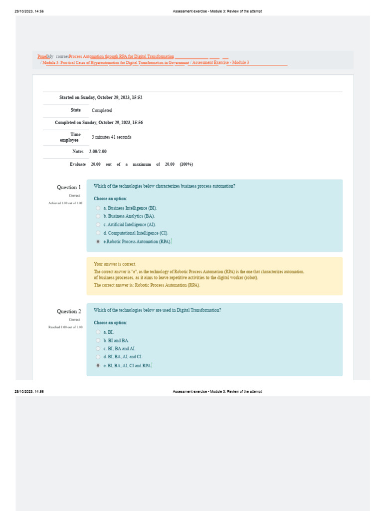 Module 3 Assessment: RPA in Digital Transformation | PDF | Artificial ...