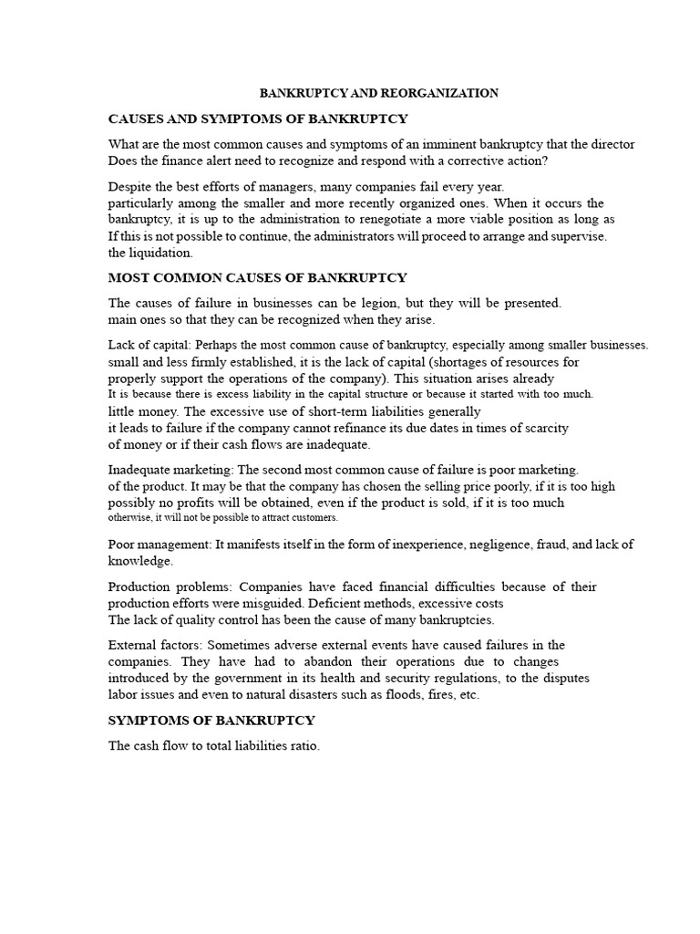 Causes and Symptoms of Bankruptcy | PDF | Bonds (Finance) | Valuation ...