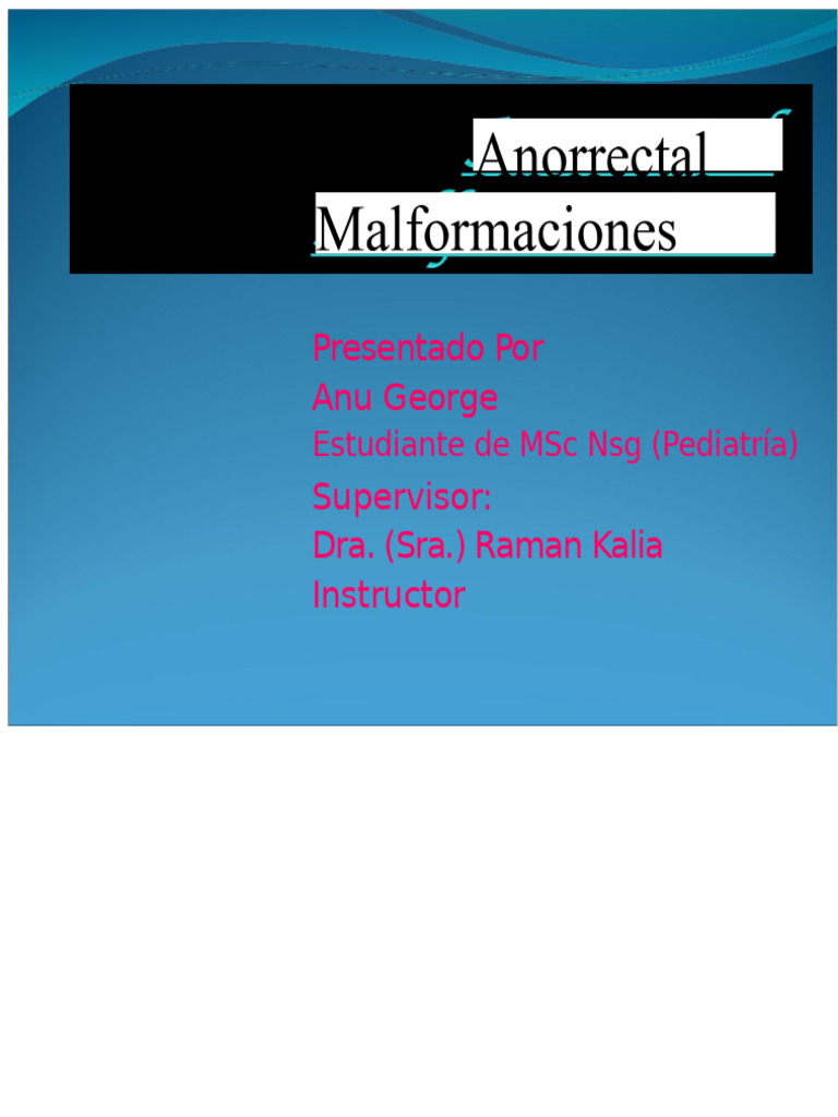 Anomalías Anorrectales: Diagnóstico y Tratamiento | PDF ...