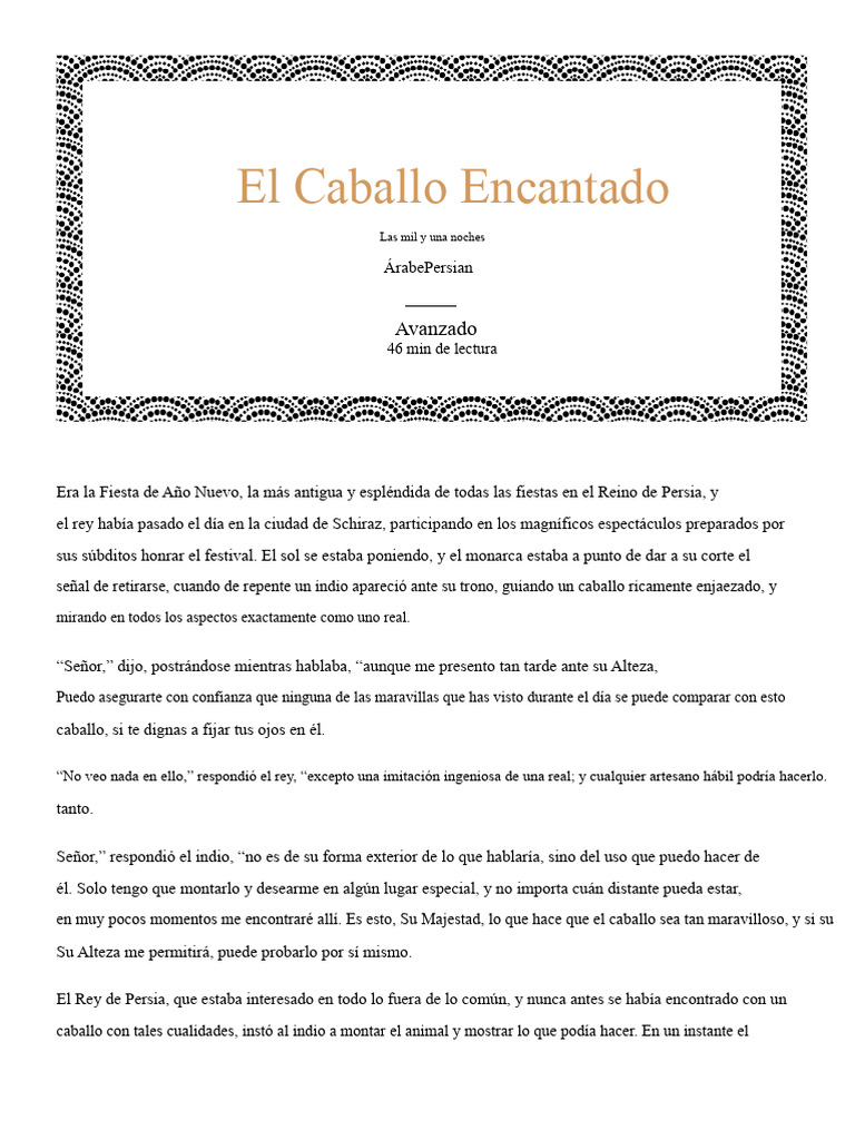 El Caballo Encantado en Persia | PDF | Príncipe | Caballos