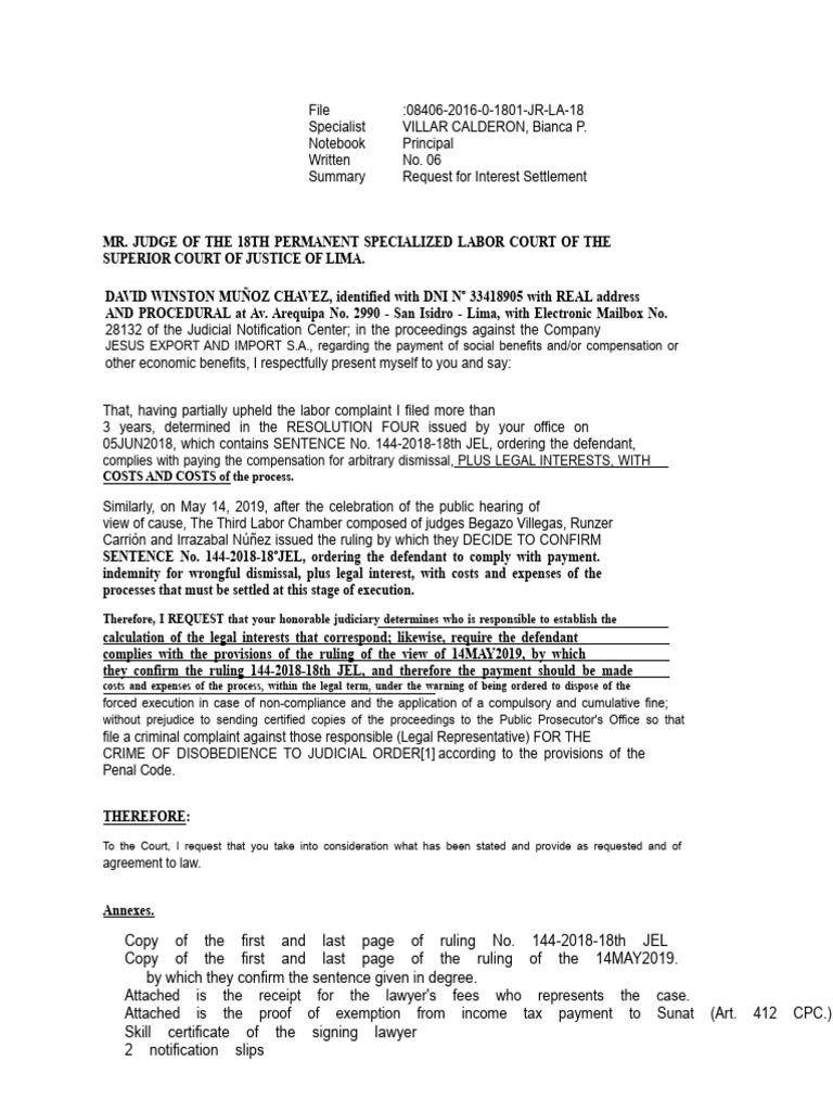 Execution of Judgment Document - Labor | PDF | Lawyer | Complaint