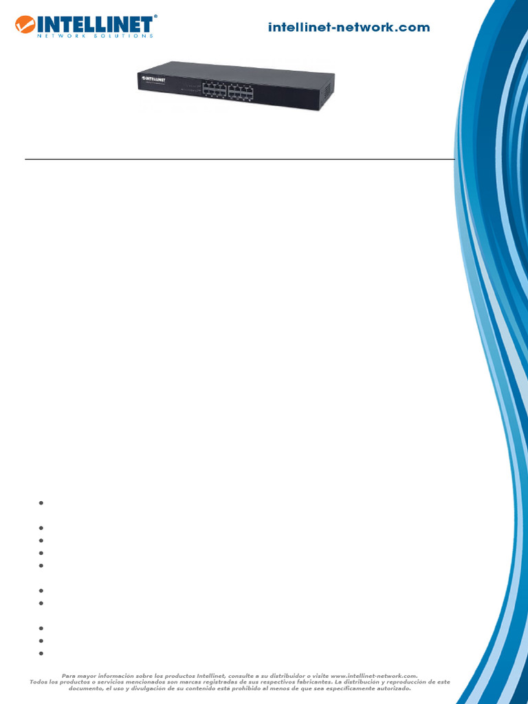 Intellinet 16 Fast Ethernet Auto Mdix 520409 - Datasheet - Spanish ...