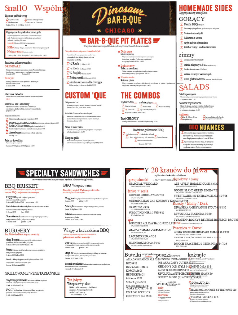 Dinosaur Bar-B-Que - Nowy Menu W Chicago PDF | PDF