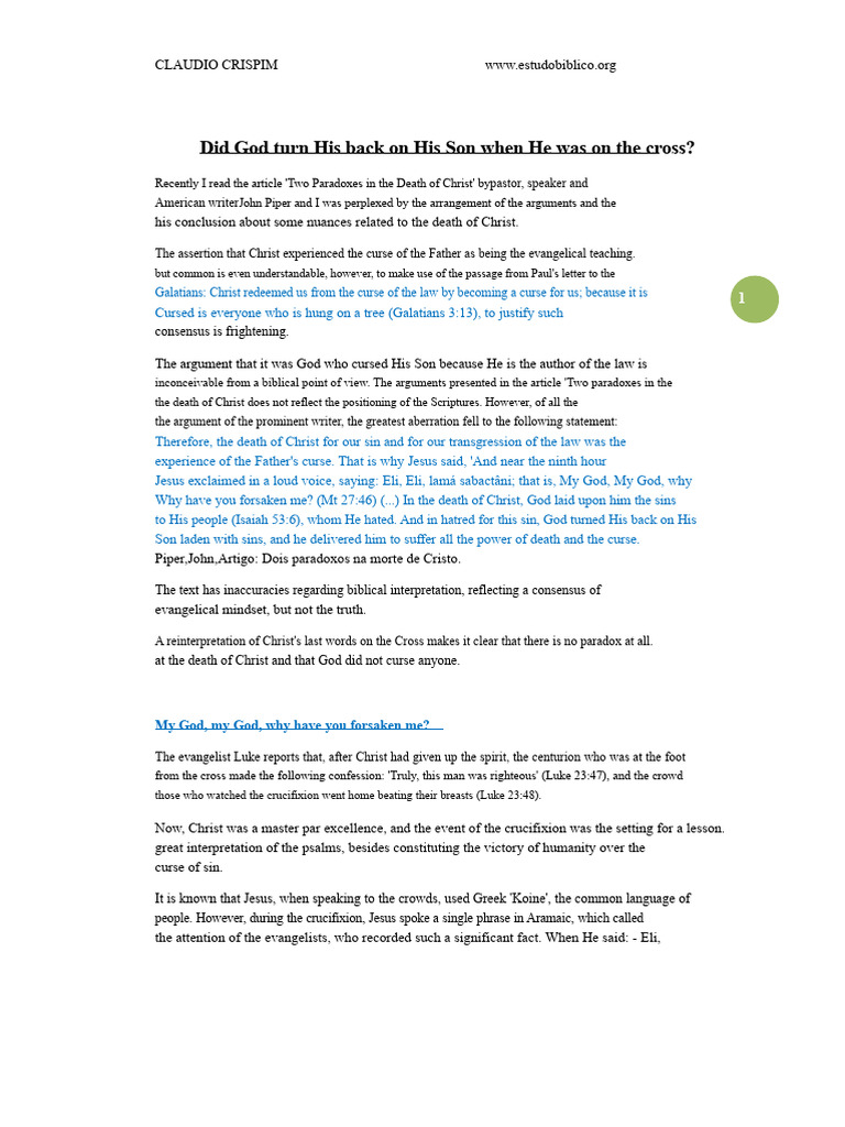God Turned His Back On His Son When On The Cross | PDF | Crucifixion Of ...