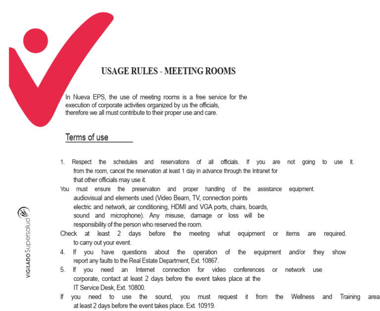 Rules For The Use of Rooms 8 | PDF
