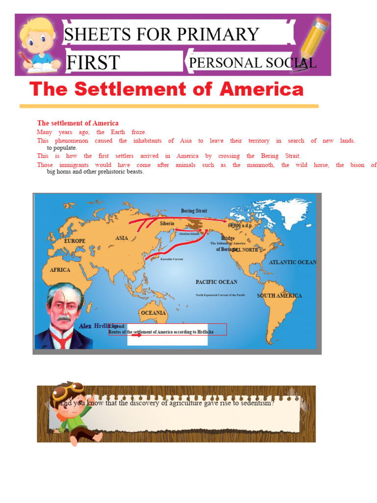 The Settlement of America For First Grade of Primary School | PDF ...