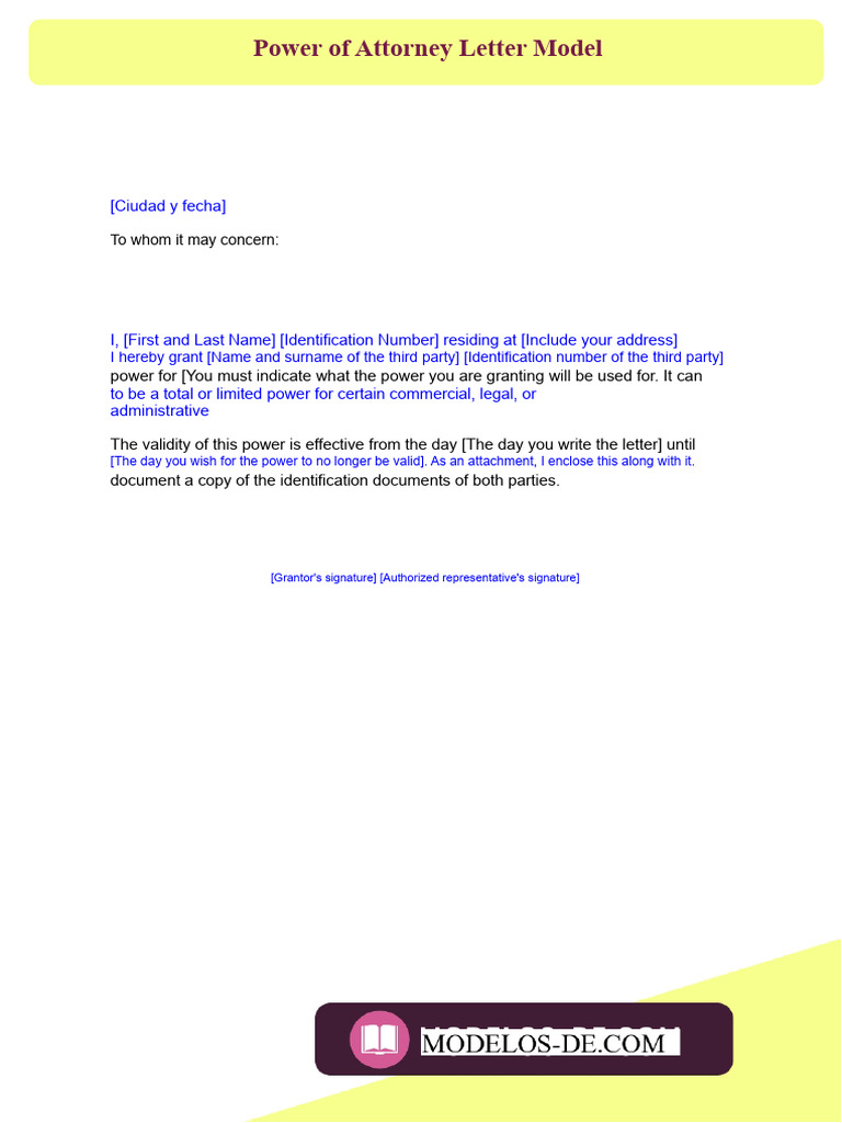 Power of Attorney Letter Template | PDF