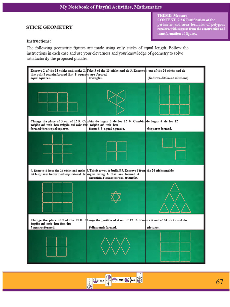 Geometry Puzzles with Sticks and Shapes | PDF