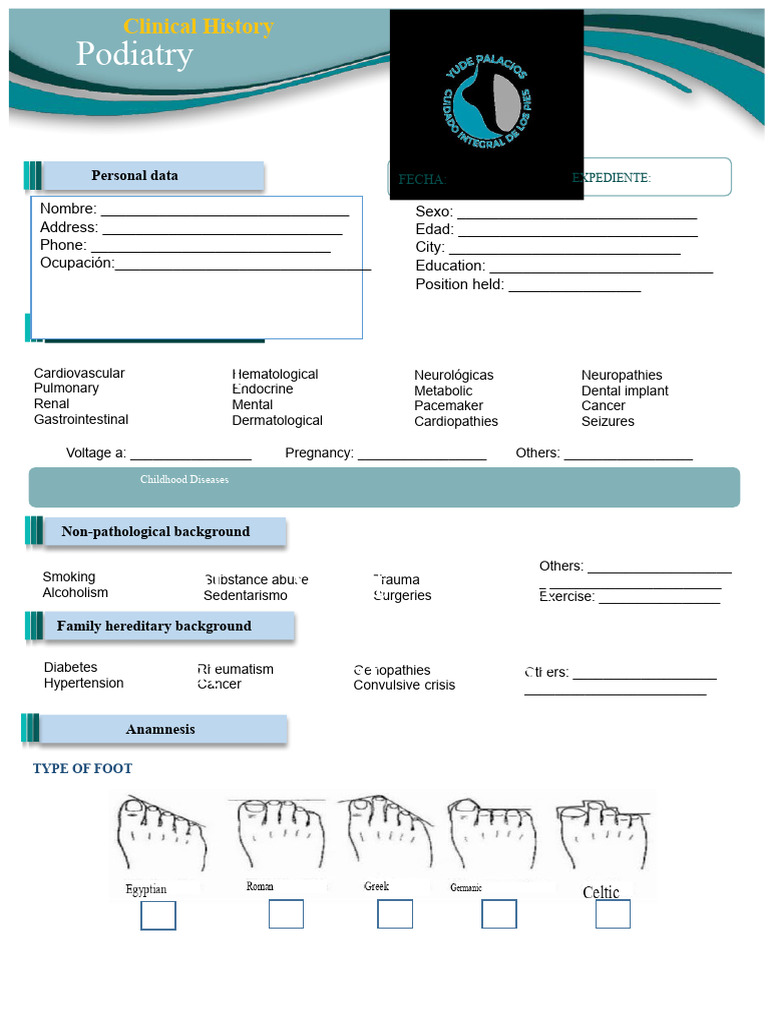 Clinical History Integral Foot Care | PDF | Pathology | Clinical Medicine