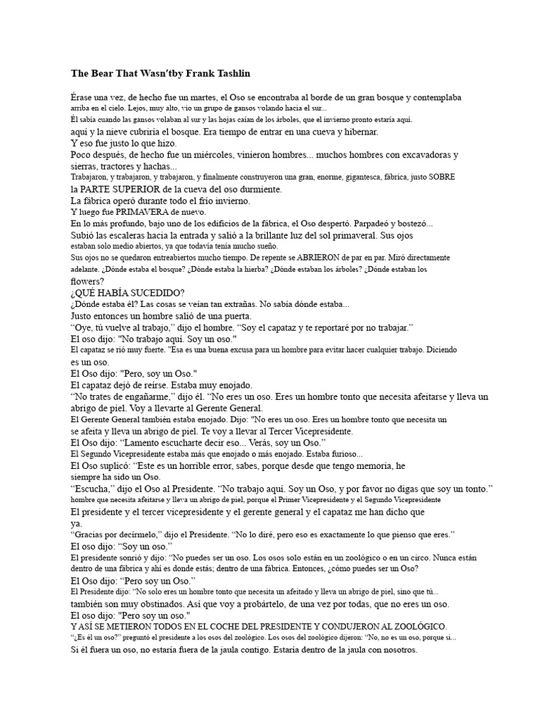 El Oso Que No Era | PDF | Osos | Verdad