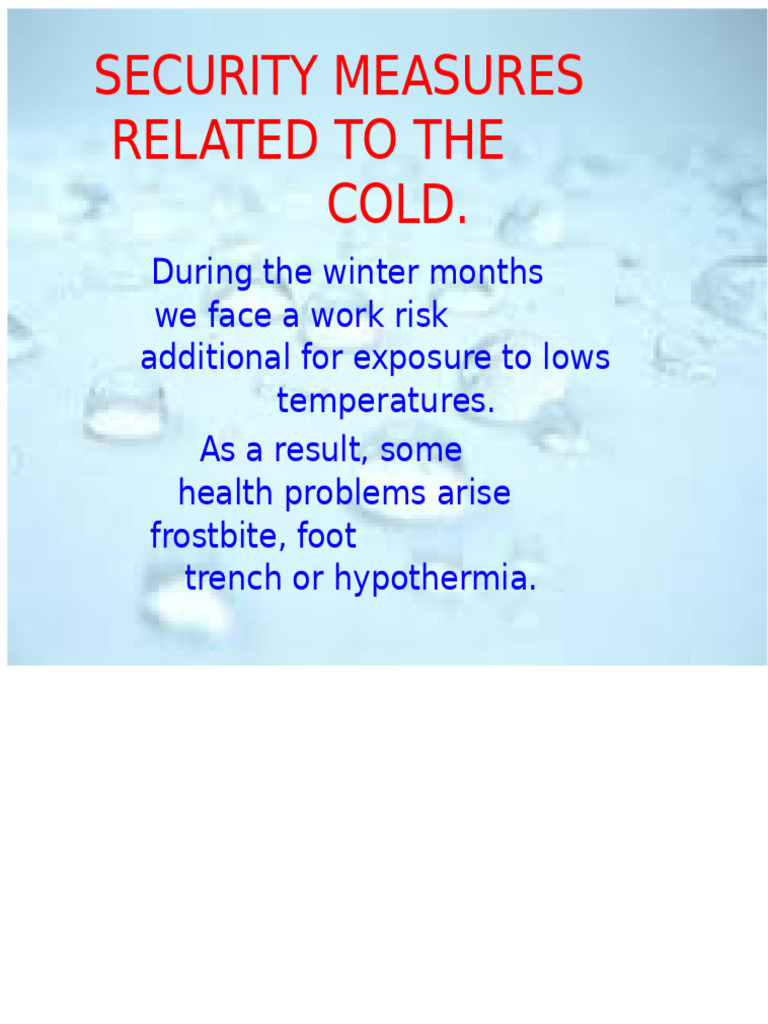 Safety Measures Related To Cold | PDF | Hypothermia | Human Diseases ...