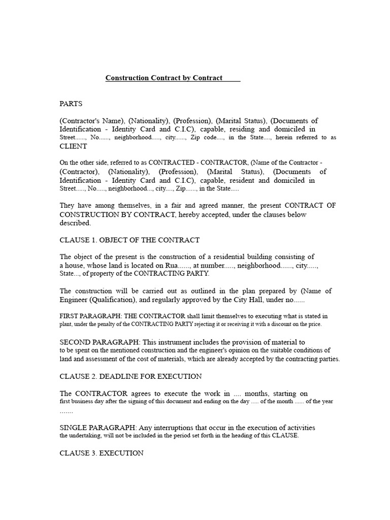 Contract Model Construction Contract | PDF | Receipt | Payments