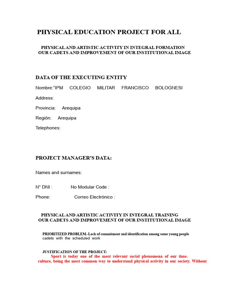 Comprehensive Physical Education Project | PDF | Sports | Self Esteem