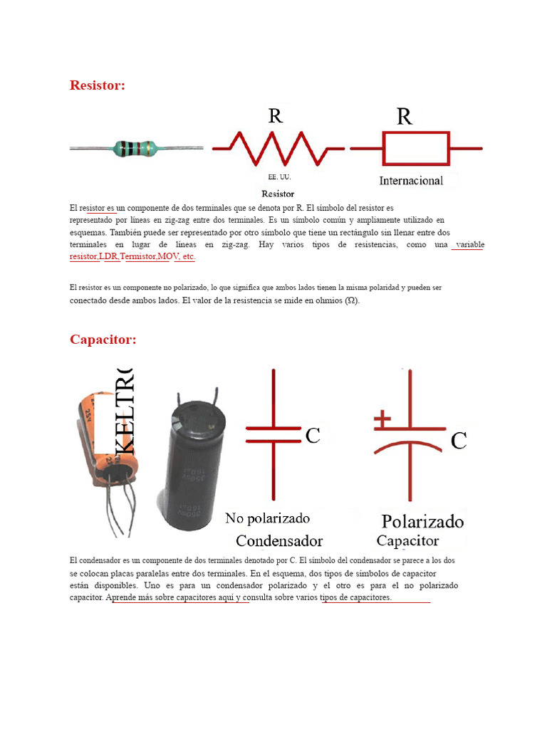 Símbolos Electrónicos y Componentes Reales | PDF | Transistor de unión ...