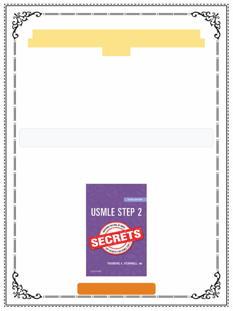 USMLE Step 2 Secrets 5th Edition Theodore O’Connell pdf ebook version ...