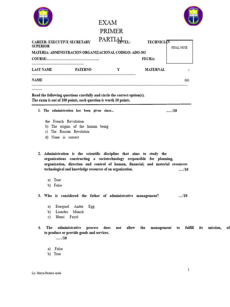 First Partial Exam Administration | PDF | Chess Theory | Chess