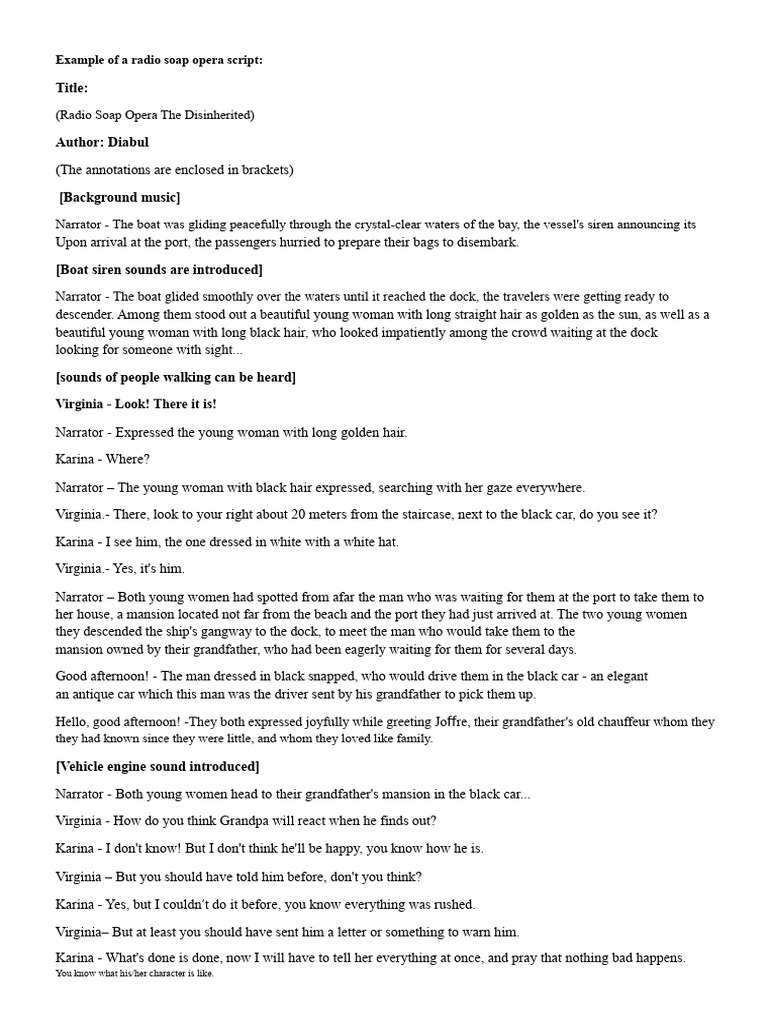 Example of Radio Drama Script | PDF