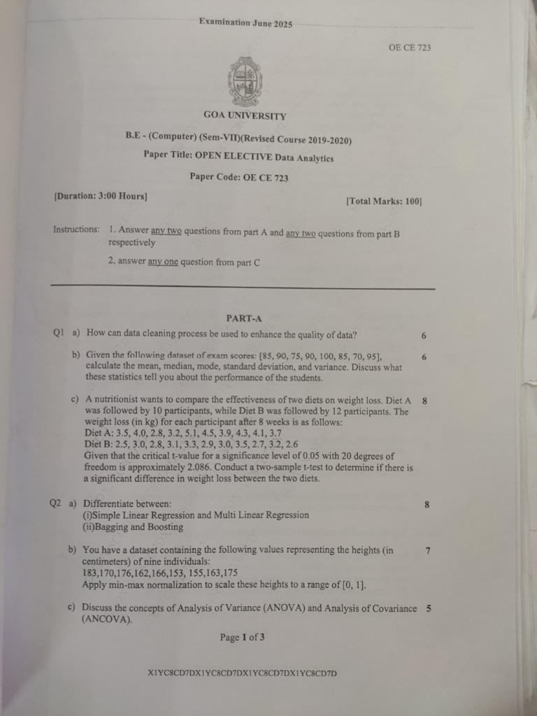 Data Analytics Sem Question Papers-1 | PDF