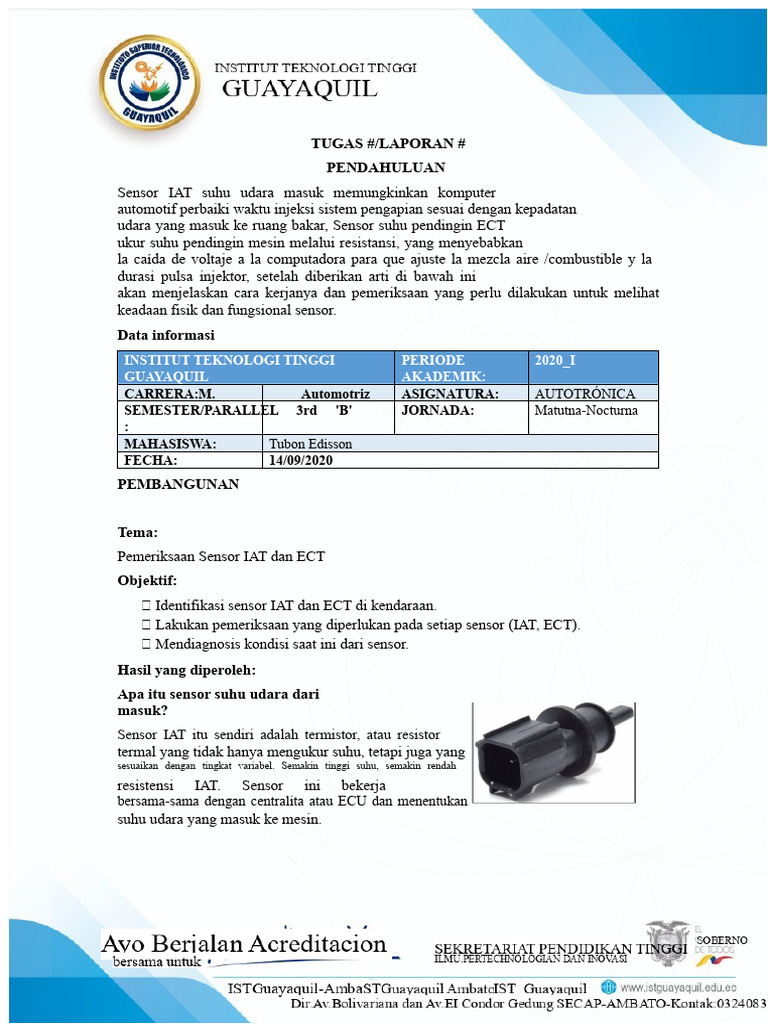 Pemeriksaan Sensor IAT dan ECT Otomotif | PDF