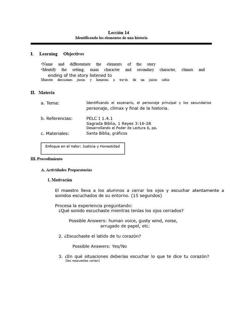 Elementos de una Historia: Lección 14 | PDF | Solomons