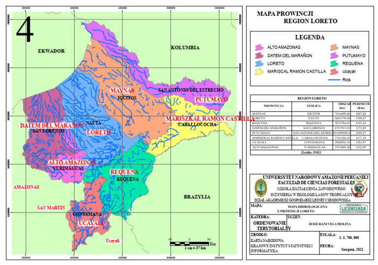 Mapa Regionu Loreto I Jej Prowincji | PDF