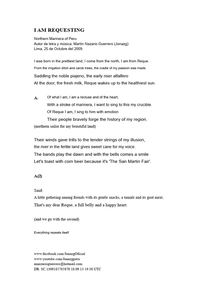 From Reque I Am (Marinera) - Jonazg | PDF