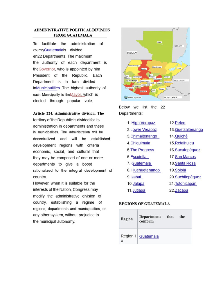 Political Administrative Division of Guatemala | PDF | Stars | Sun