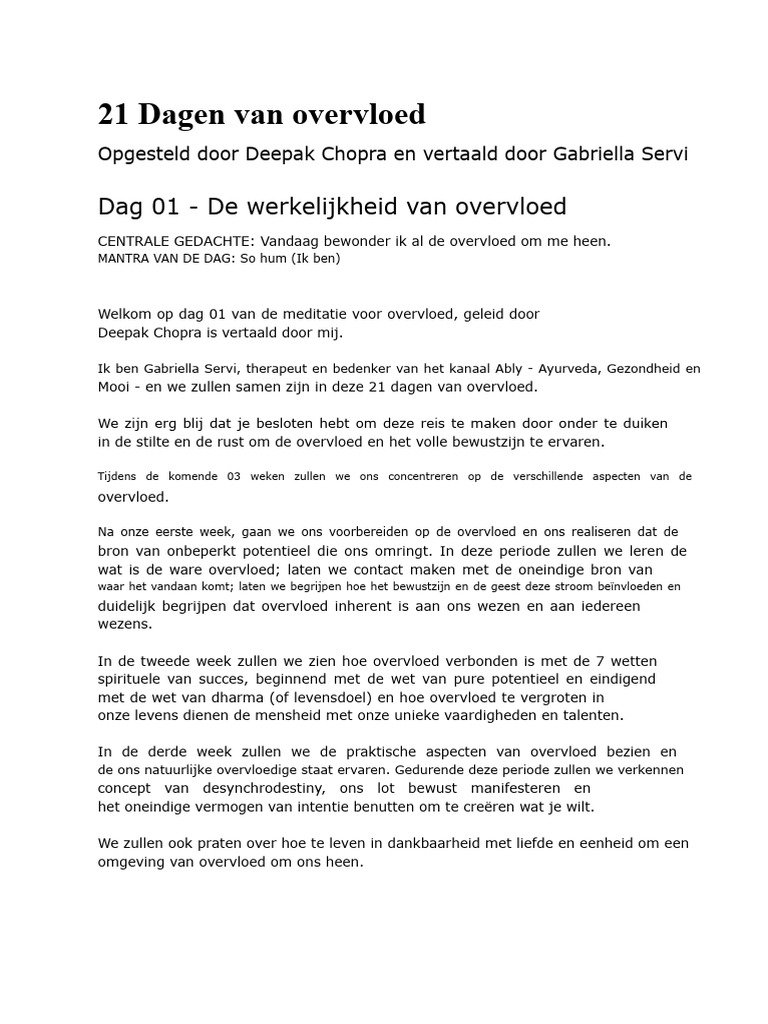 21 Dagen Van Overvloed | PDF