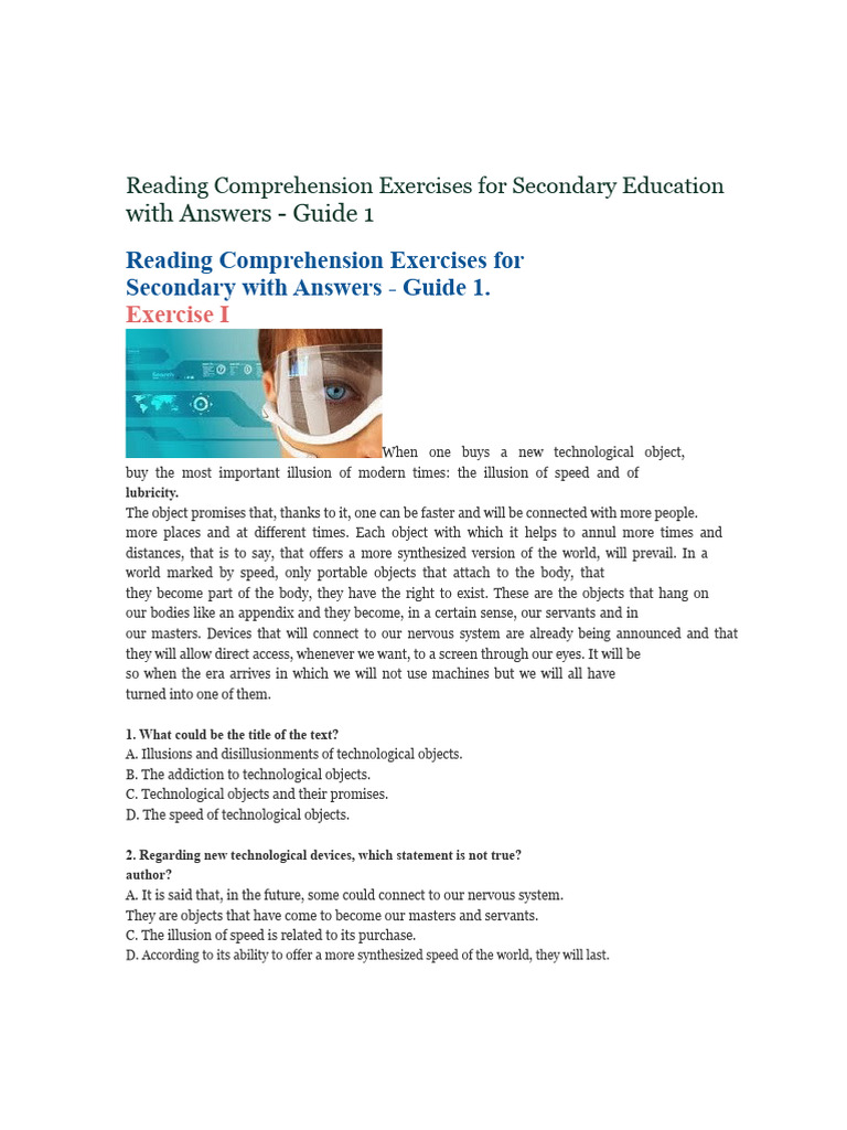Reading Comprehension Exercises Guide | PDF | Self Esteem | Truth