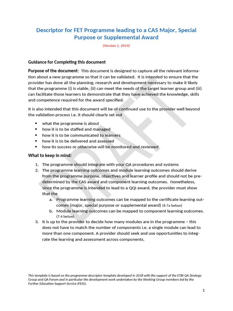 Cas Compound Programme Descriptor Template | PDF | Educational ...