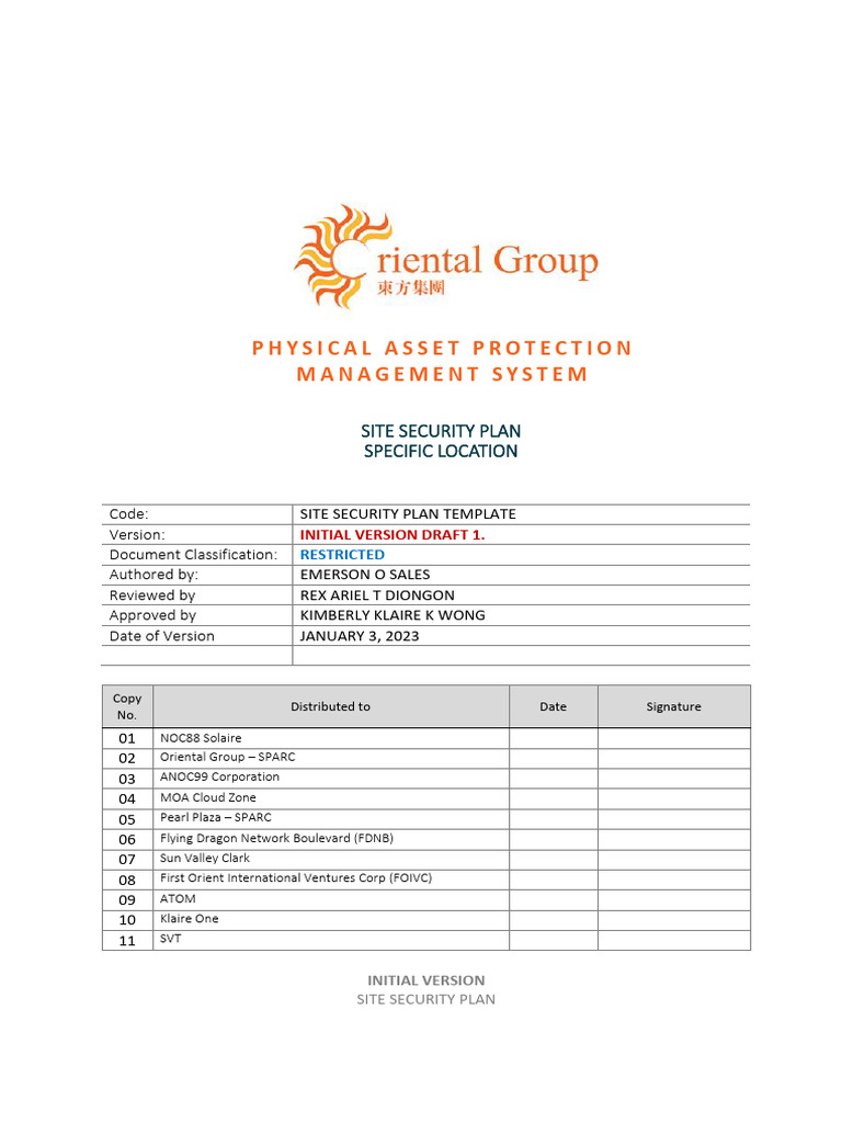 Site Security Plan Template Guide | PDF | Securities