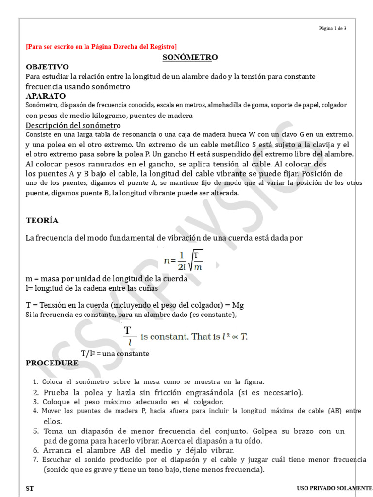 Relación entre Longitud y Tensión en Alambres | PDF | Instrumentos de ...