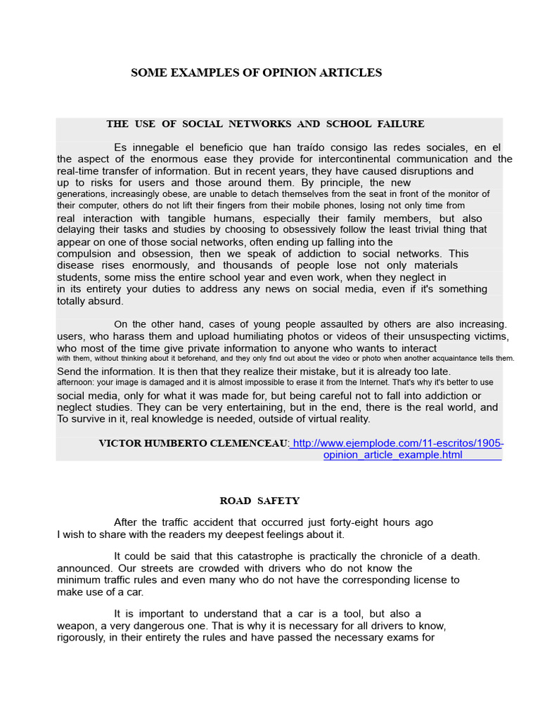 Some Examples of Opinion Articles | PDF | Traffic | Traffic Collision