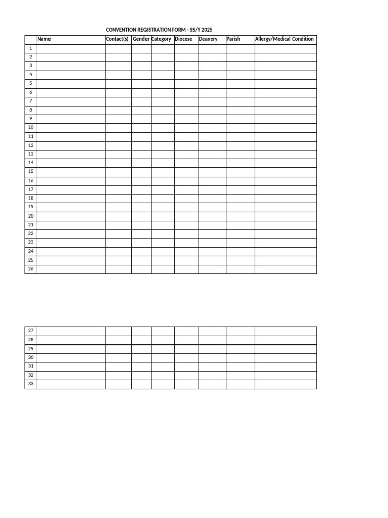 SS/Y 2025 Convention Registration Form | PDF