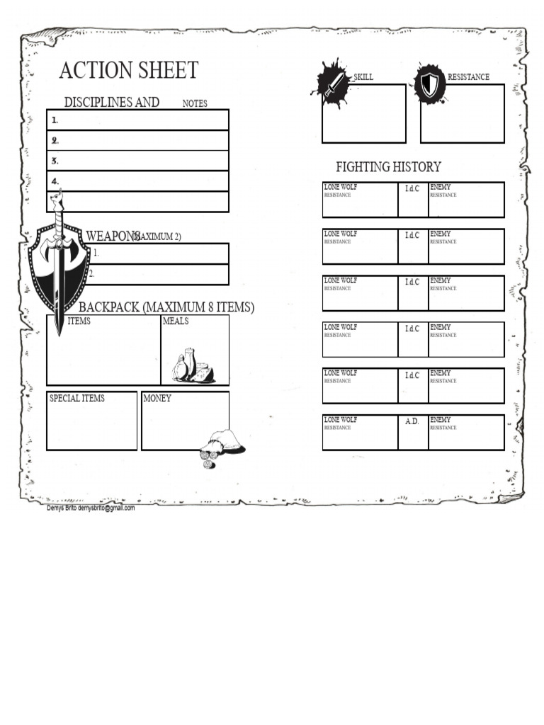 Adventure Sheet - Lone Wolf 01 - Escape From Darkness | PDF